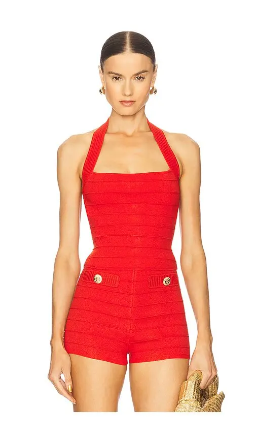 Retrofete Leslie Halterneck Knit Top - Red