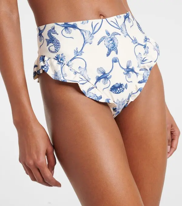 Agua Bendita Jengibre Printed Ruffled Bikini Bottoms