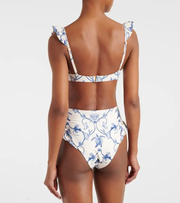 Agua Bendita Jengibre Printed Ruffled Bikini Bottoms