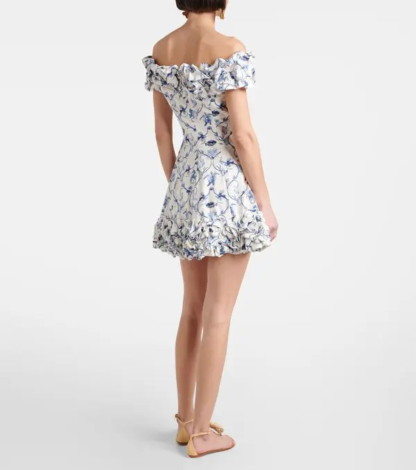Agua Bendita Off-shoulder Cotton Minidress