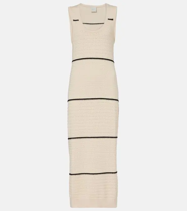 Varley Scott Striped Cotton Midi Dress - White