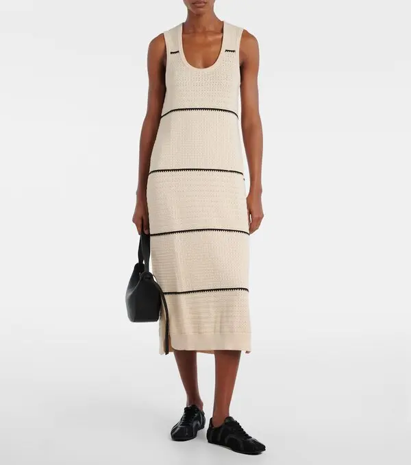 Varley Scott Striped Cotton Midi Dress - White