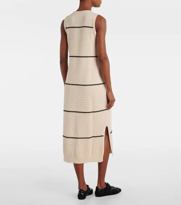 Varley Scott Striped Cotton Midi Dress - White