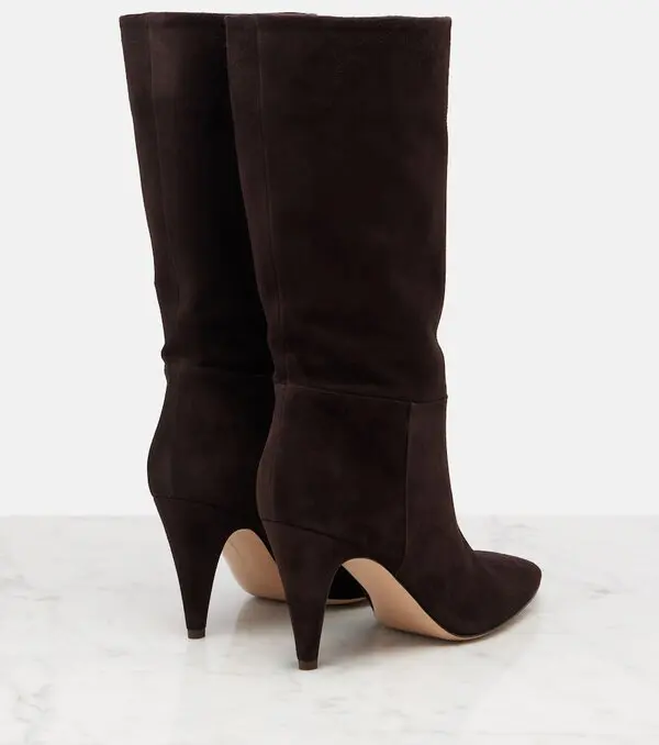 GIANVITO ROSSI Elise Suede Pointed Toe Boots - Brown