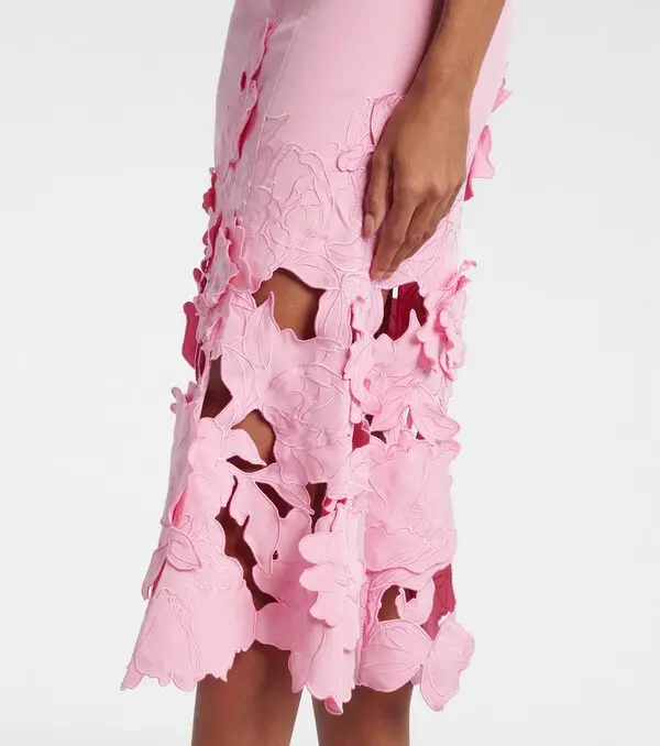 LEO LIN Emily Floral Appliqué Midi Dress