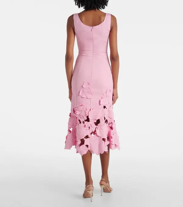 LEO LIN Emily Floral Appliqué Midi Dress