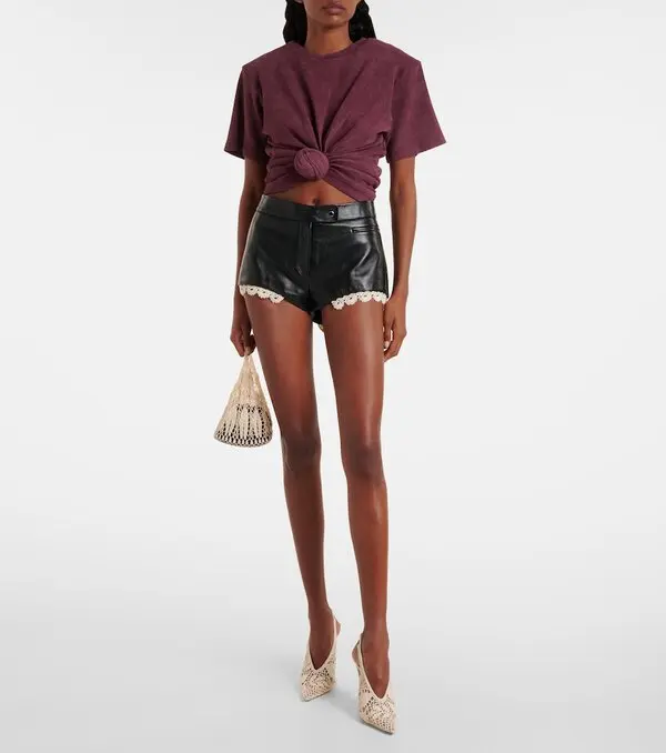 Magda Butrym Lace-trimmed Leather Shorts