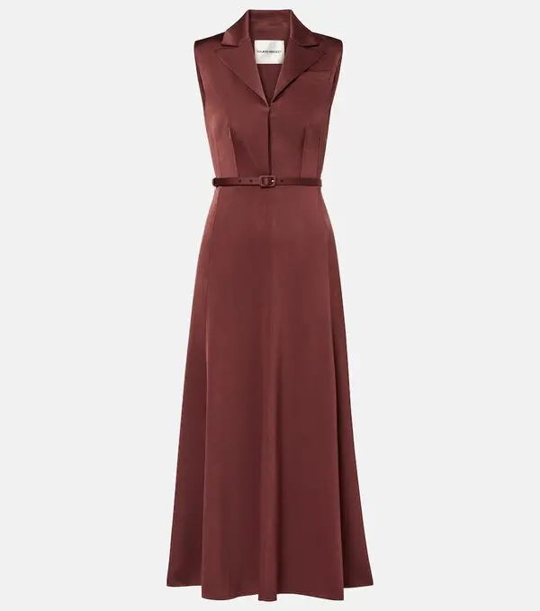 Roland Mouret Crepe Midi Dress - Brown