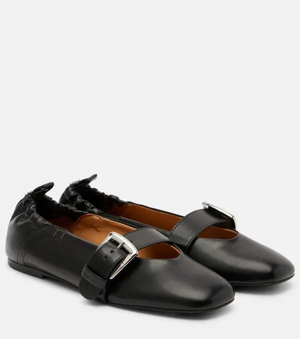 GANNI Butterfly Mary Jane Flats - Black