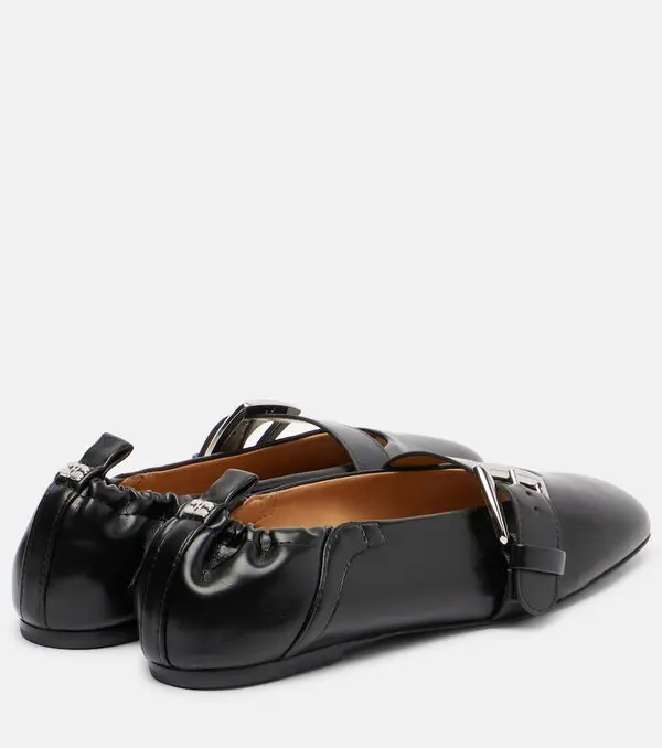 GANNI Butterfly Mary Jane Flats - Black