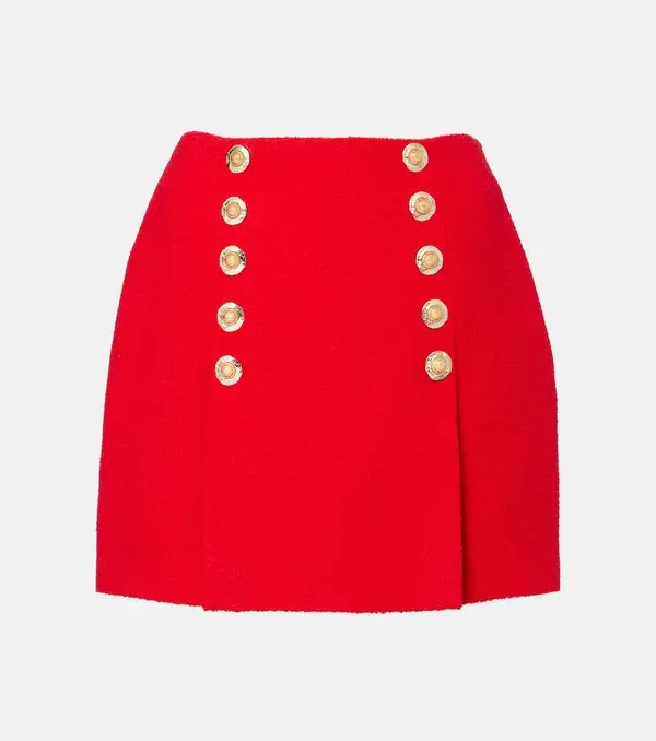 Balmain Pleated Wool-blend Miniskirt