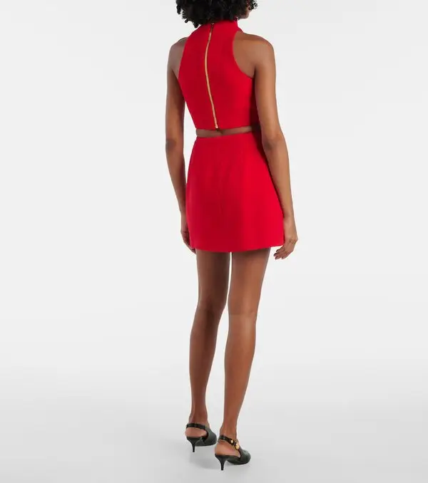 Balmain Pleated Wool-blend Miniskirt