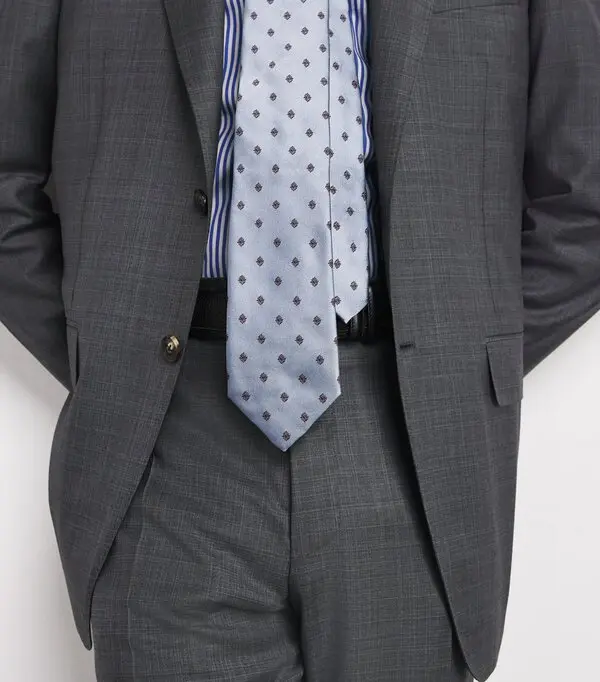 Harrods Silk Jewel Jacquard Tie - Blue