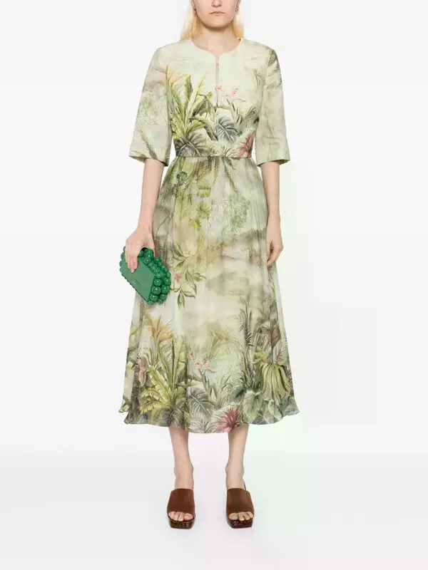 Elie Saab Safari-print Dress - Green
