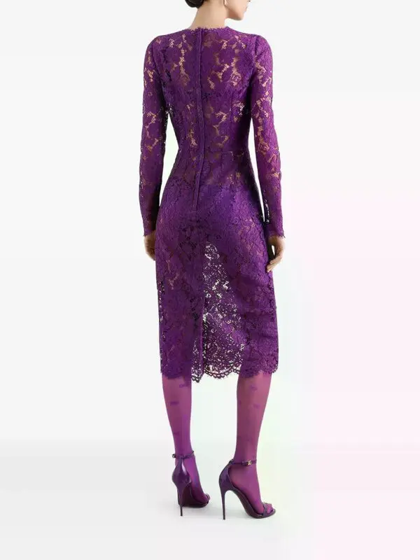 Dolce & Gabbana Midi Cordonetto Lace Dress - Purple