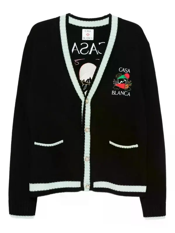 Casablanca Embroidered Cardigan - Black
