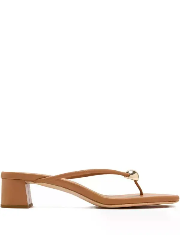 LOEFFLER RANDALL 50mm Odessa Leather Thong Ball-embellishment Sandals - Brown