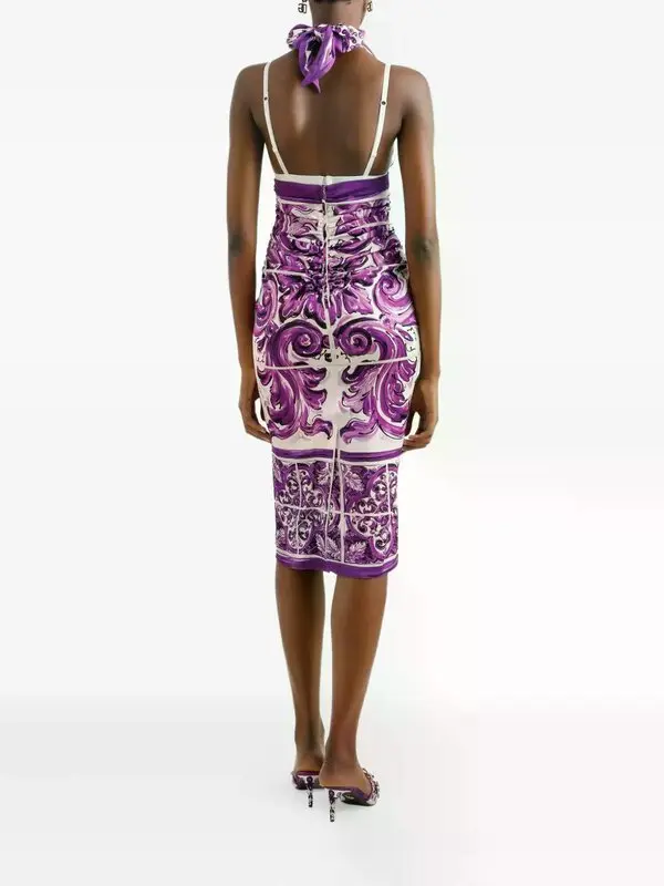 Dolce & Gabbana Graphic Print Halterneck Midi Dress