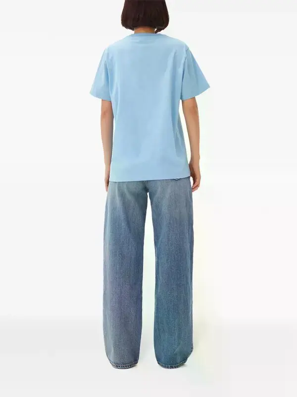 GANNI Graphic Print Organic Cotton T-shirt - Blue