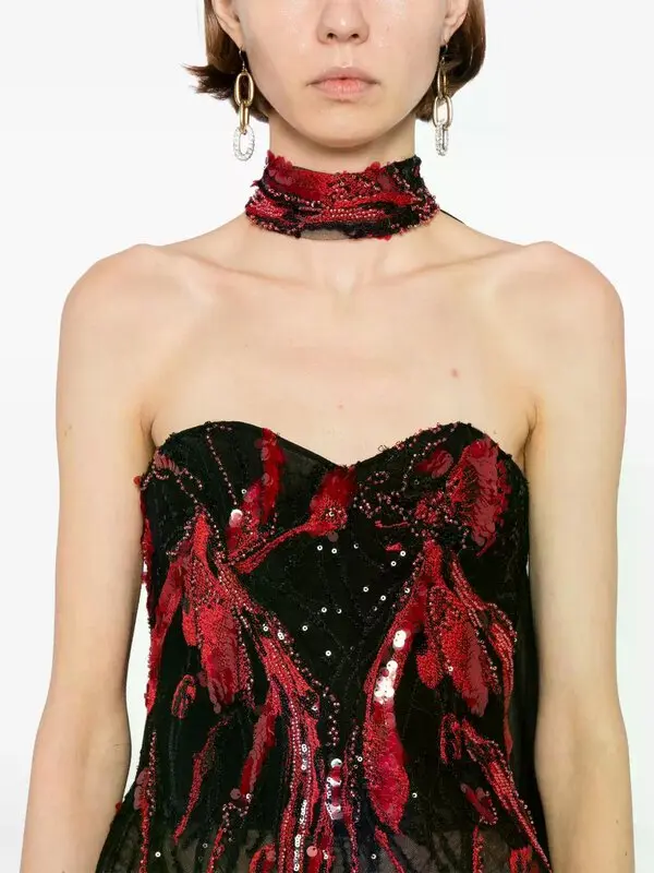 SAIID KOBEISY Embroidered Maxi Gown - Red