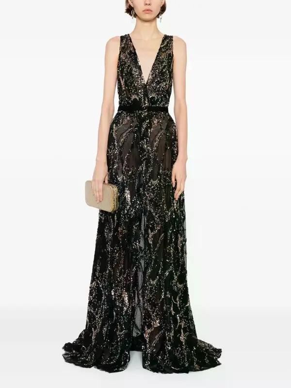SAIID KOBEISY Embroidered Maxi Dress - Black