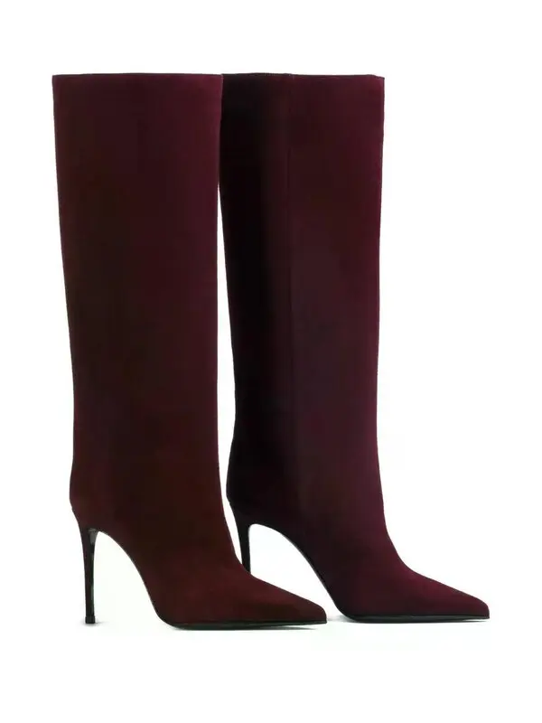 LE SILLA Suede Knee-high Stiletto Boots - Red