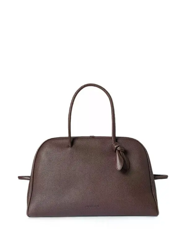Jacquemus Grained Calfskin Bowling Tote Bag - Brown