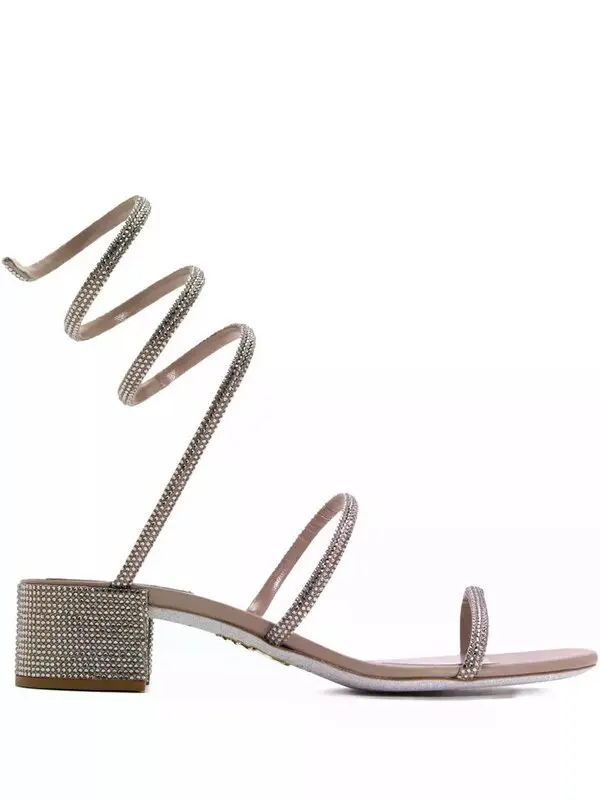Rene Caovilla Embellished Block-heel Sandals - Silver