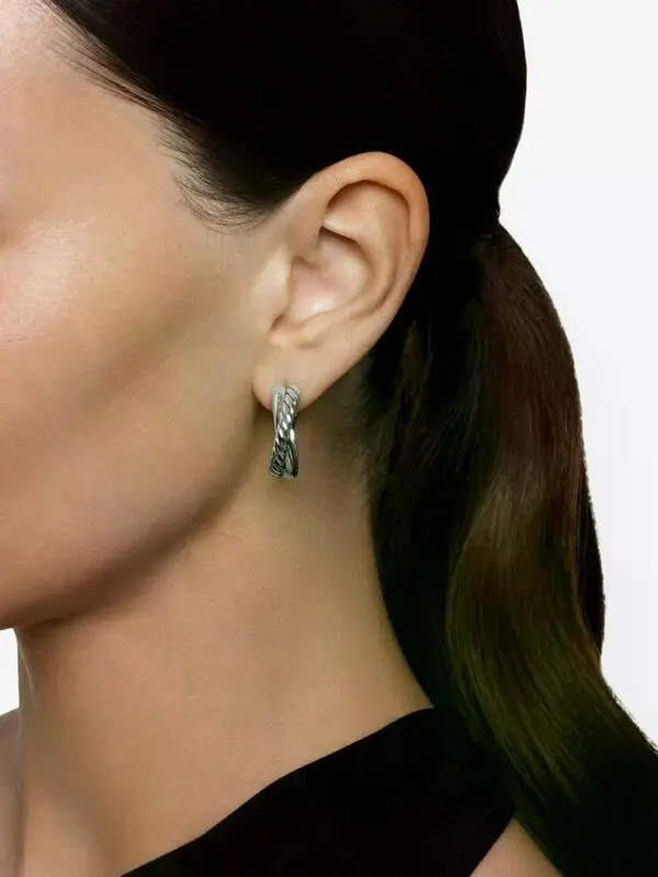David Yurman Sterling Cable Hoop Earrings