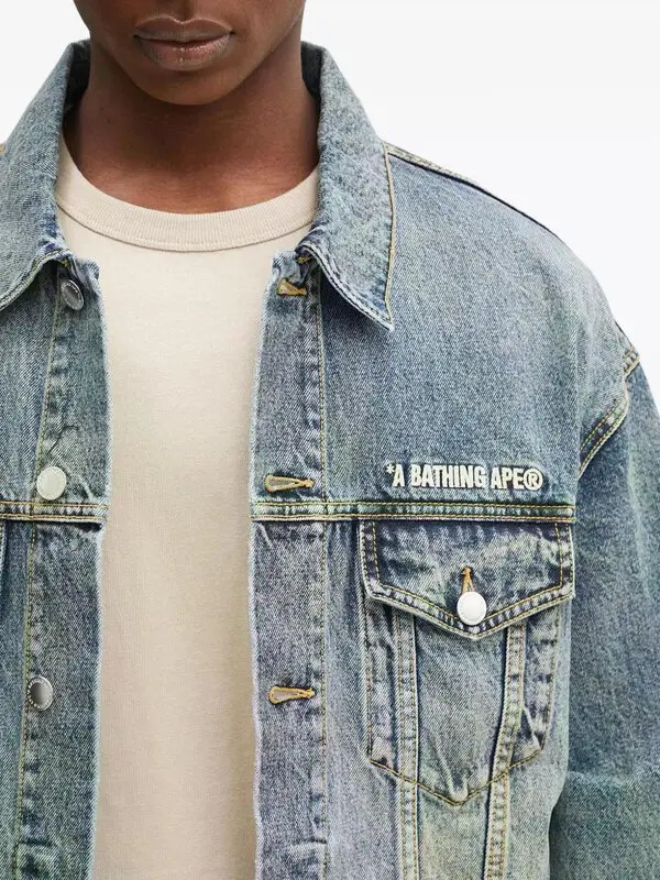 A BATHING APE Logo Embroidered Denim Jacket