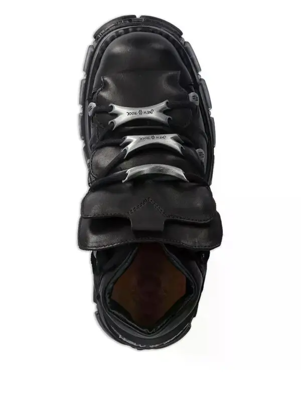 NEW ROCK Leather Studded Platform Lace-up Sneakers