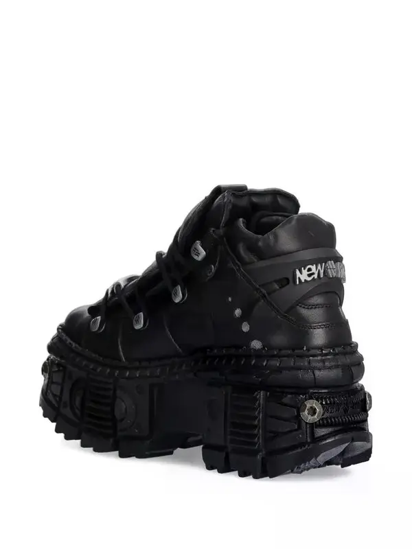 NEW ROCK Studded Platform Lace-up Leather Sneakers