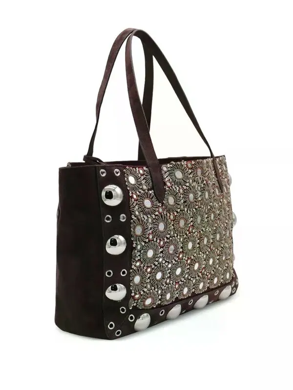 Valentino Garavani Nellcôte Eyelet-embellished Tote Bag - Brown