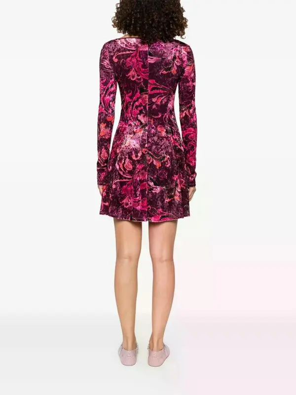 Versace Floral-print Velvet Mini Dress