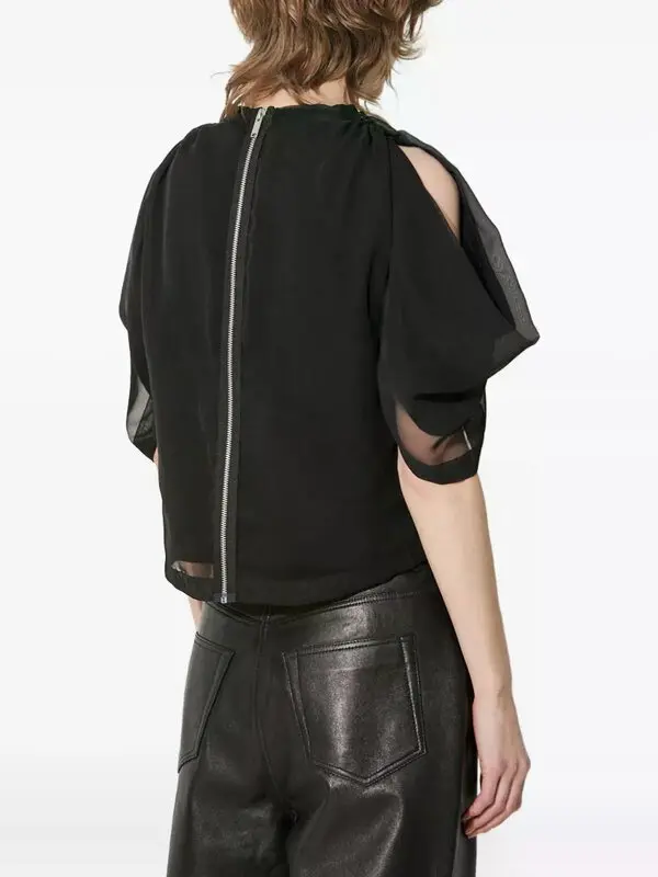 Undercover Puff-sleeve Sheer-panel Top