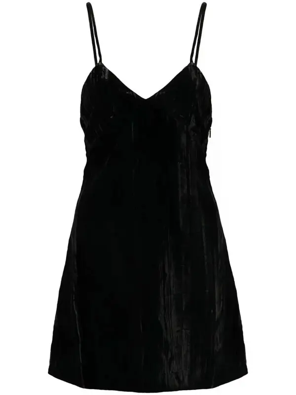 Saint Laurent Velvet Mini Dress - Black
