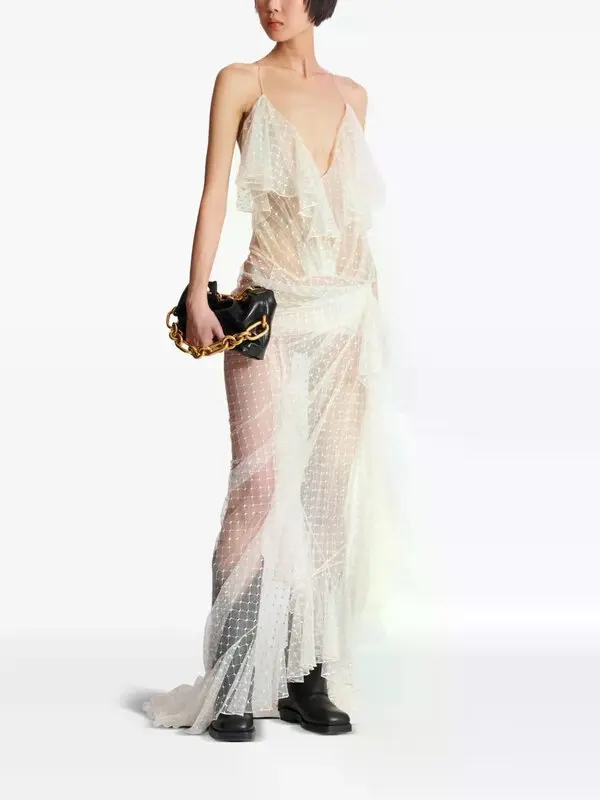 Balmain Lace-panel Maxi Dress - White