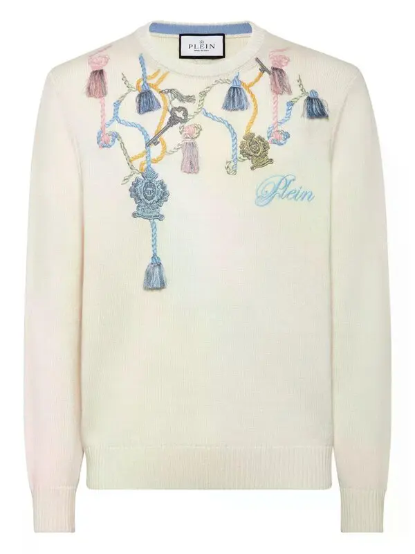 Philipp Plein Crew Neck Sweater With Tassel Detail