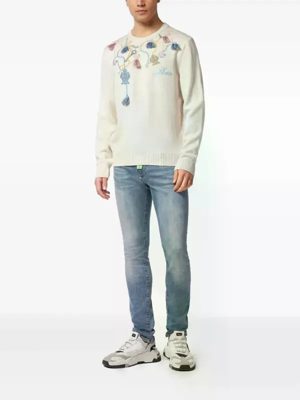 Philipp Plein Crew Neck Sweater With Tassel Detail