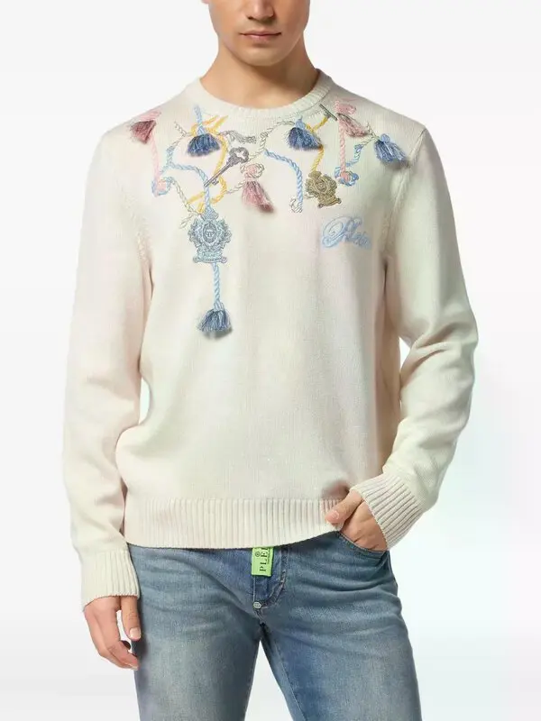Philipp Plein Crew Neck Sweater With Tassel Detail