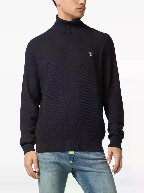 Philipp Plein Logo-patch Turtleneck Sweater - Black