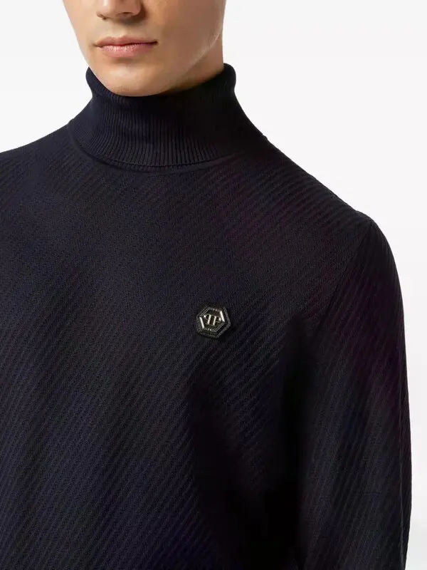Philipp Plein Logo-patch Turtleneck Sweater - Black