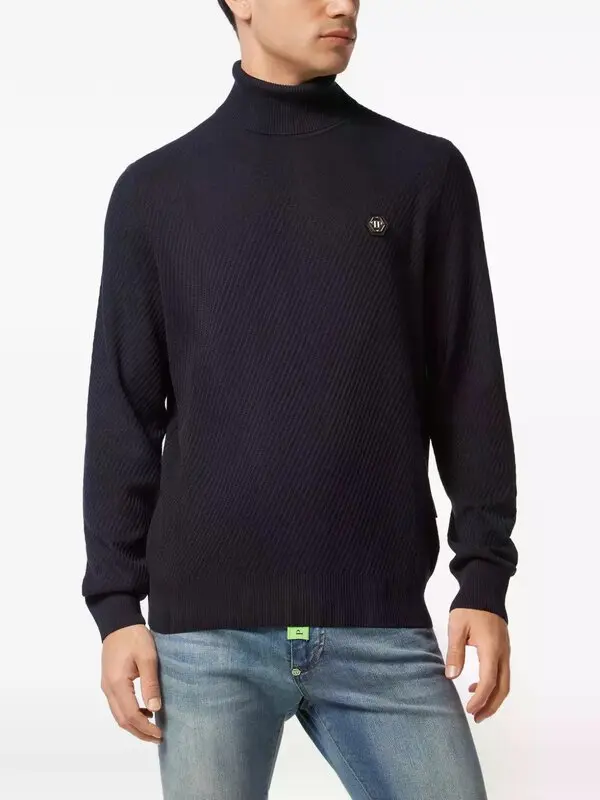 Philipp Plein Logo-patch Turtleneck Sweater - Black