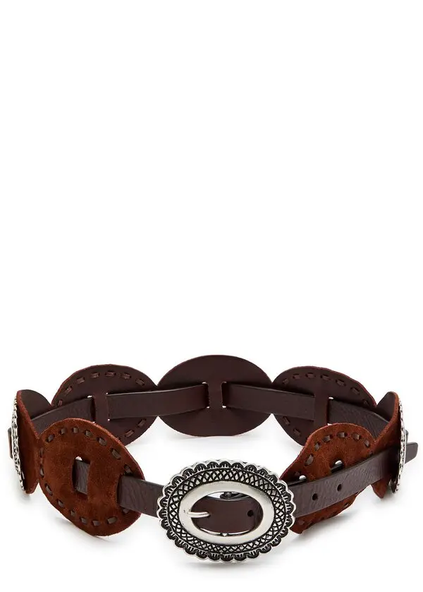 Anderson's Embellished Suede Concho Belt - Brown