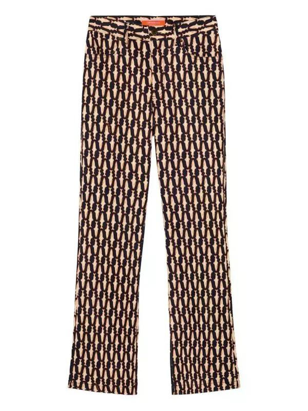 La DoubleJ Geometric Fish Motif Flare Jeans