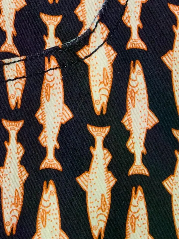 La DoubleJ Geometric Fish Motif Flare Jeans