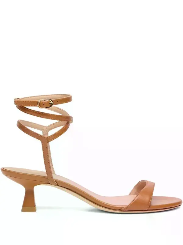 STUART WEITZMAN Leather Ankle Wrap Stiletto Sandals - Brown