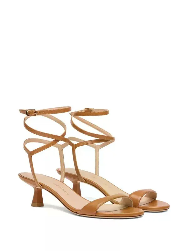 STUART WEITZMAN Leather Ankle Wrap Stiletto Sandals - Brown