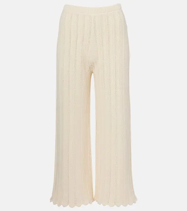 Altuzarra Petey Cotton Flared Knit Trousers - Beige