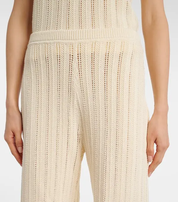 Altuzarra Petey Cotton Flared Knit Trousers - Beige
